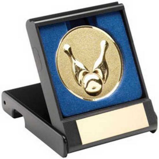 Trophy Distributors - Black Plastic Box With Ten Pin Insert Trophy Gold ...